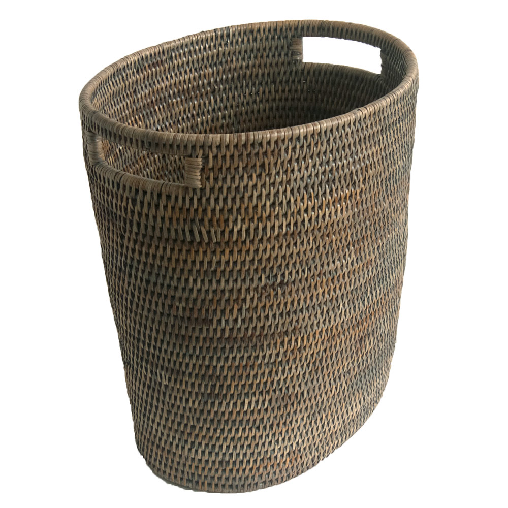 Grey Fine Oval Waste Paper Basket with Metal Liner