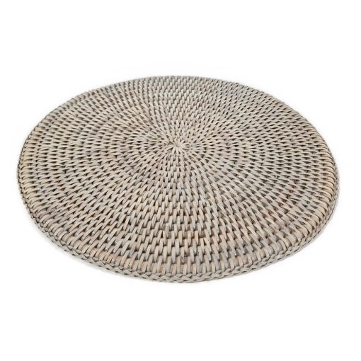Round Grey Rattan Placemats